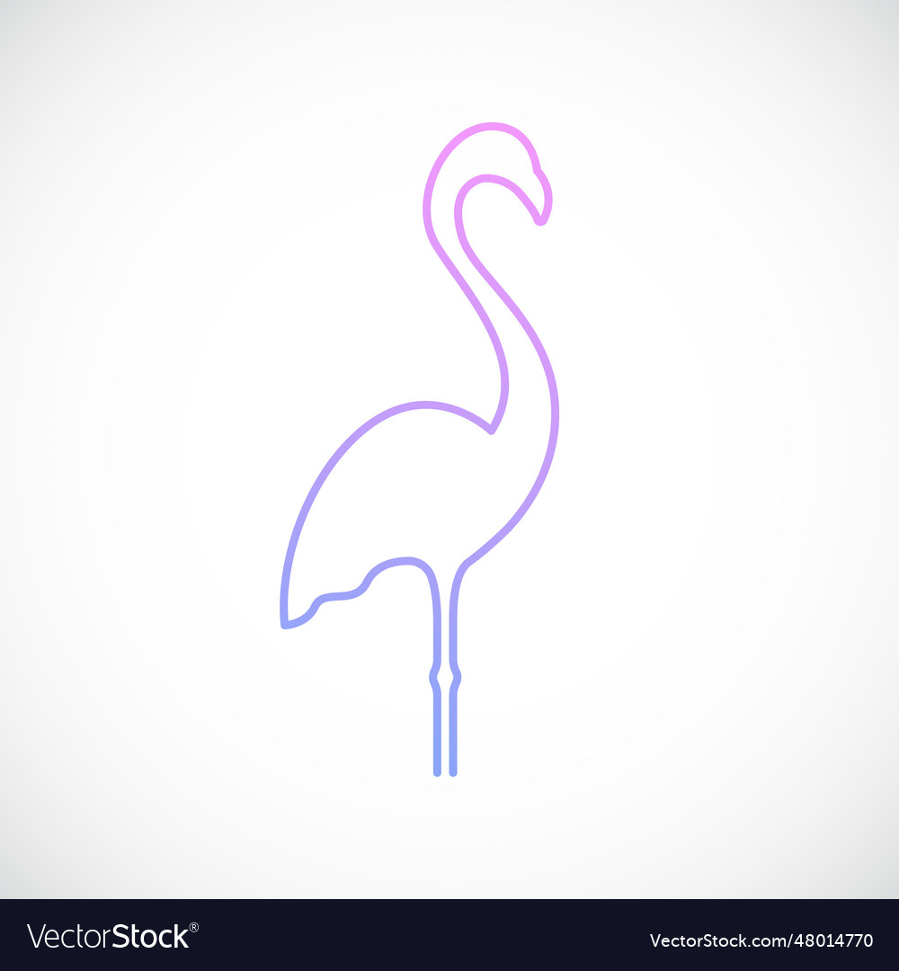 Flamingo emblem in simple line style beautiful Vector Image