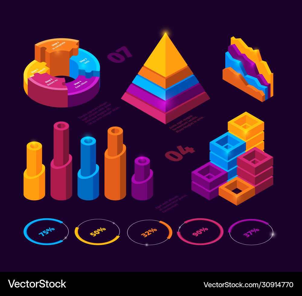 Futuristic infographic charts diagrams statistics Vector Image