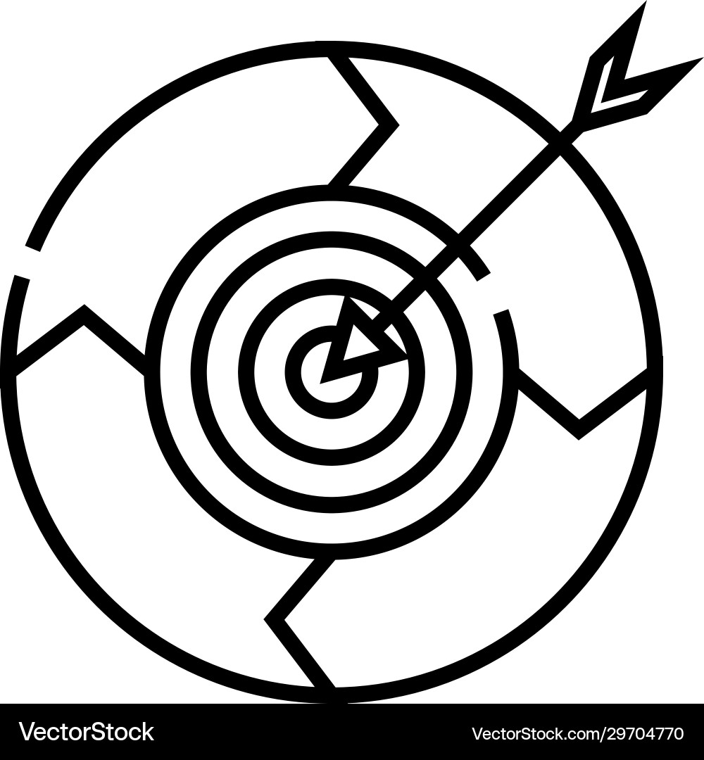 Hit aim line icon concept sign outline Royalty Free Vector
