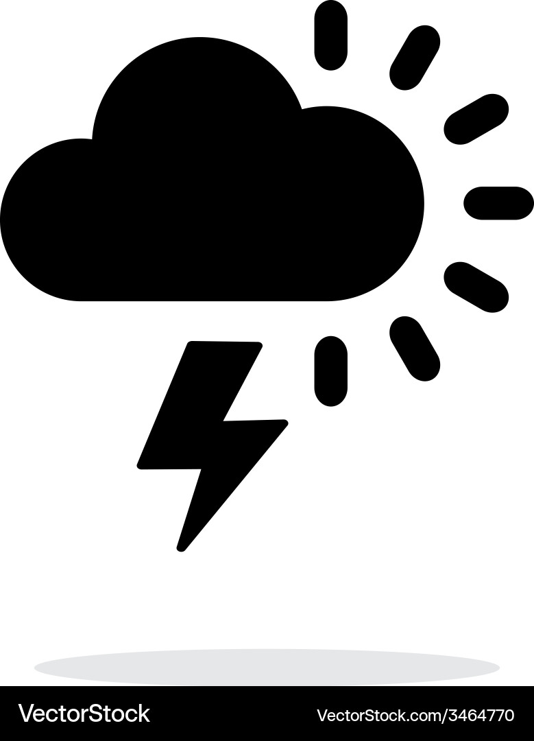 Lightning with sun weather icon on white Vector Image