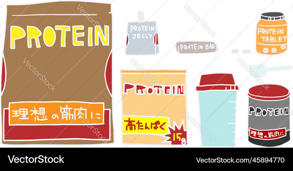 Protein set powder type and jelly type after Vector Image
