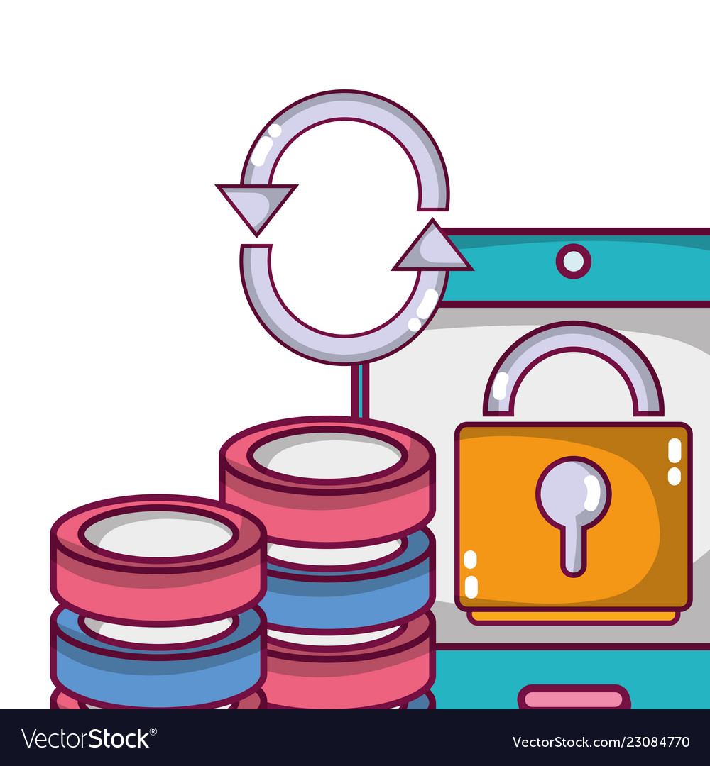 Technology computing security cartoon Royalty Free Vector