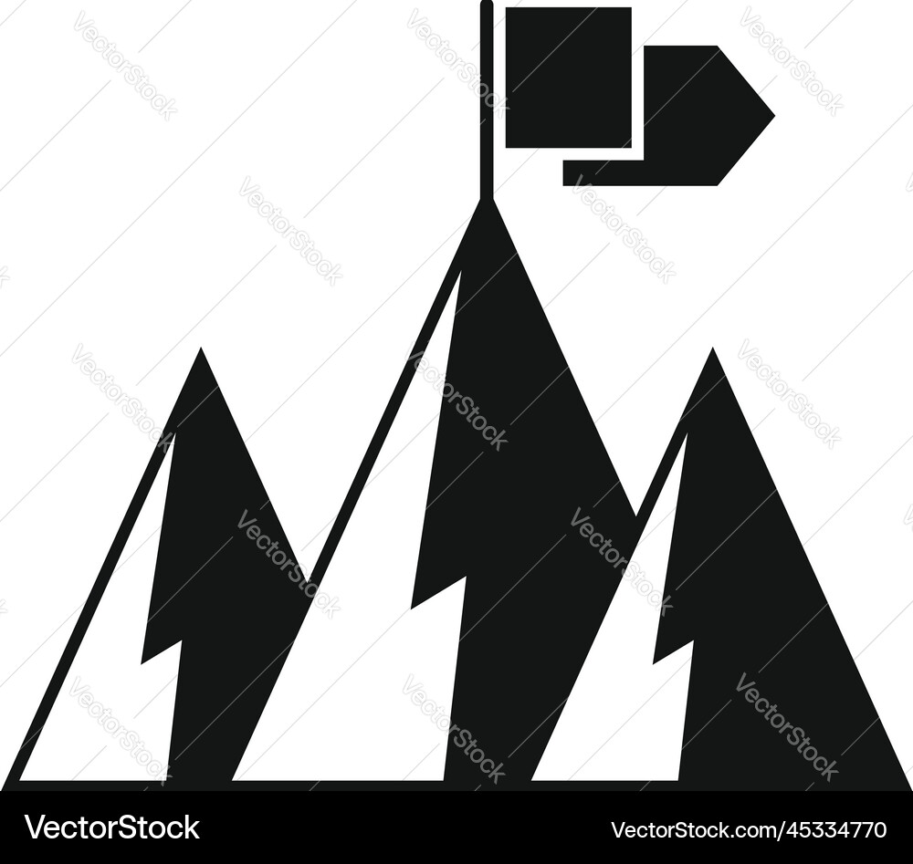 Winner flag on mountain icon simple top Royalty Free Vector