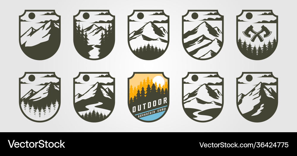 Adventure emblem logo mountain design vintage Vector Image