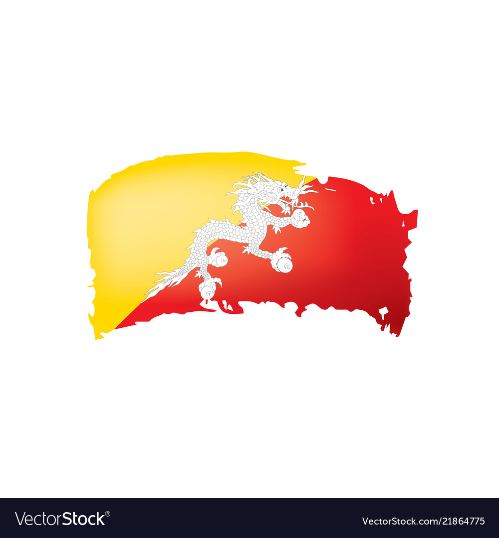 Bhutan flag on a white Royalty Free Vector Image