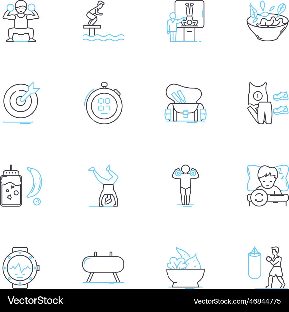 Cardio workout linear icons set aerobics Vector Image