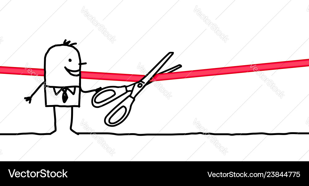 Cartoon man with scissors and inauguration Vector Image