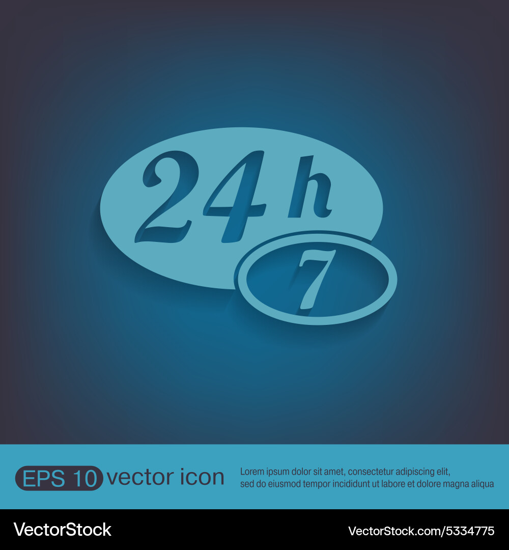 Character 24 7 open hours a day and days Vector Image