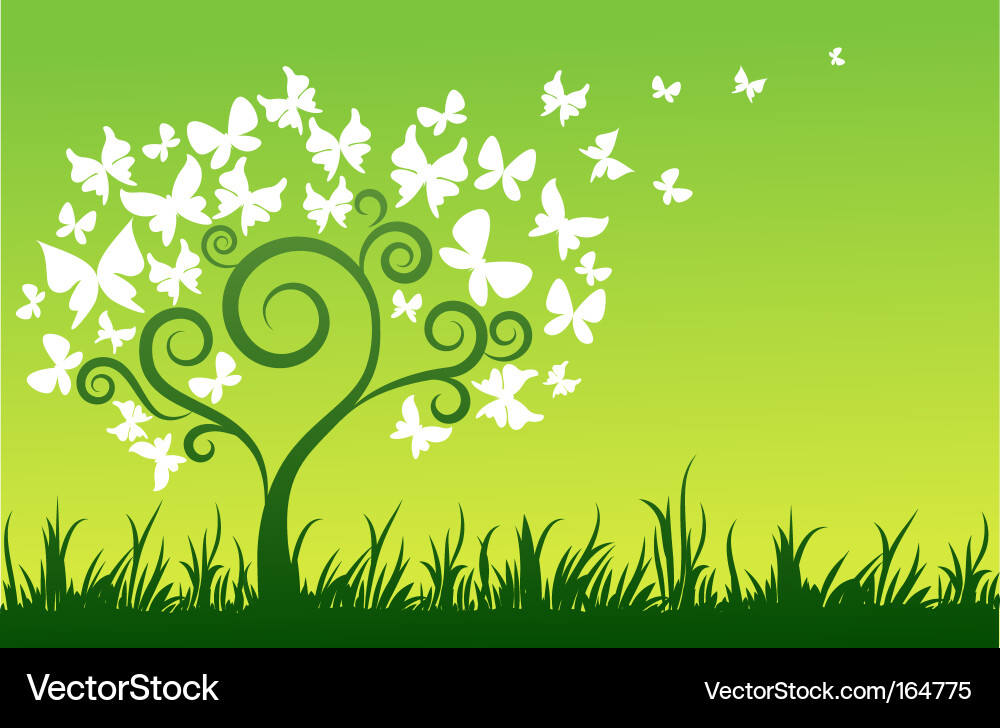 Floral graphic design butterflies tree Royalty Free Vector