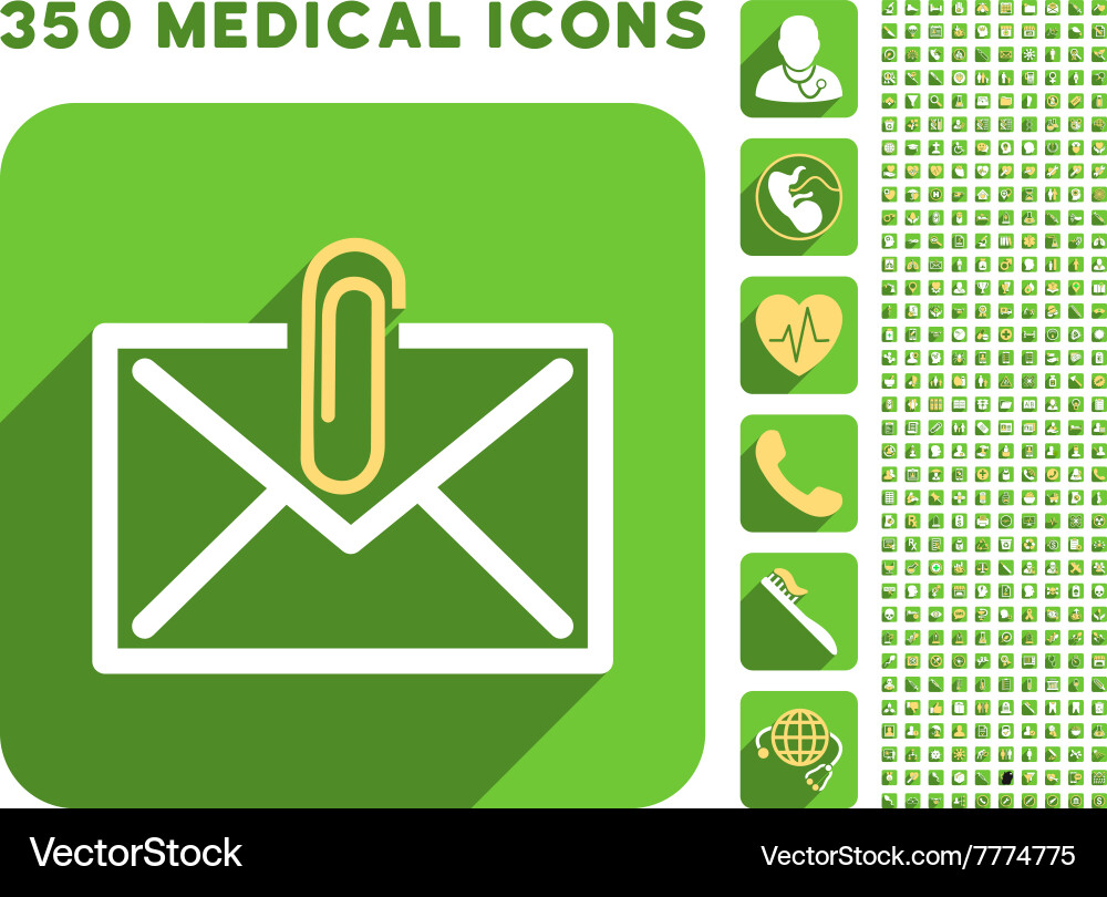Mail attachment icon and medical longshadow Vector Image