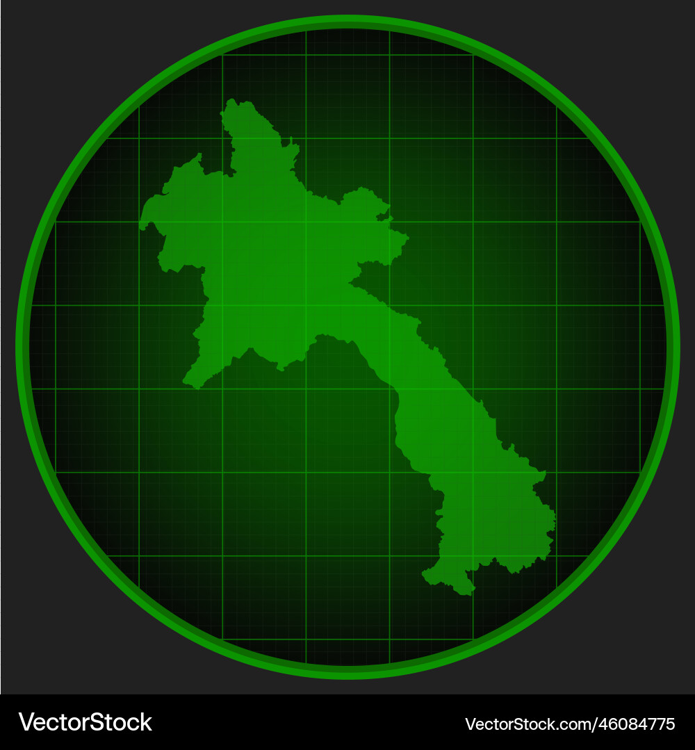 Map laos on the radar screen Royalty Free Vector Image