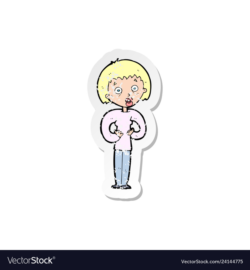 Retro distressed sticker of a cartoon woman Vector Image