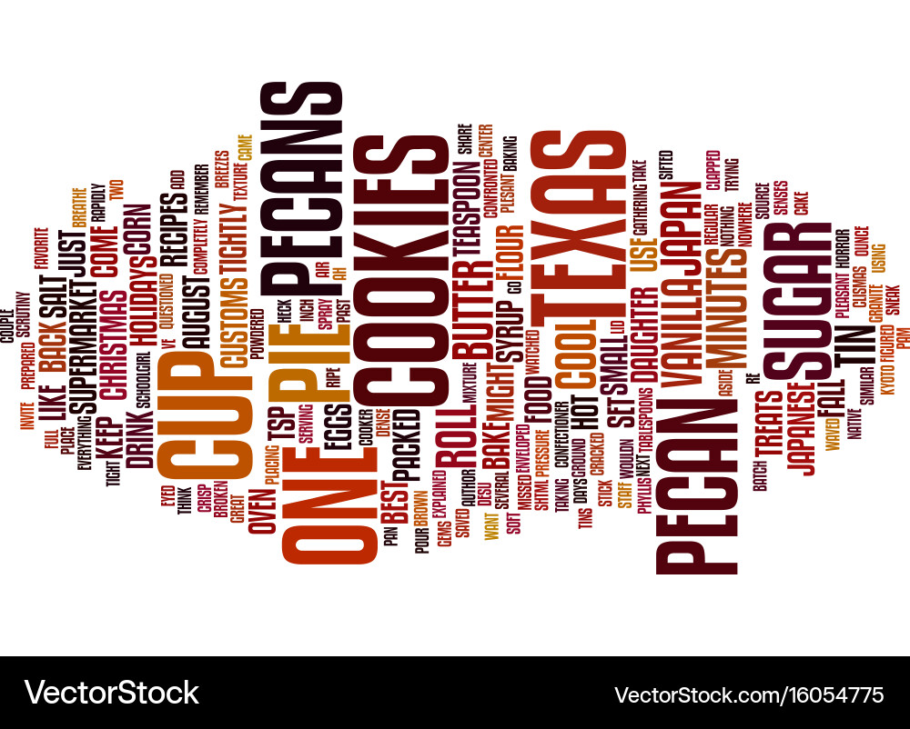 Texas pecan treats text background word cloud Vector Image