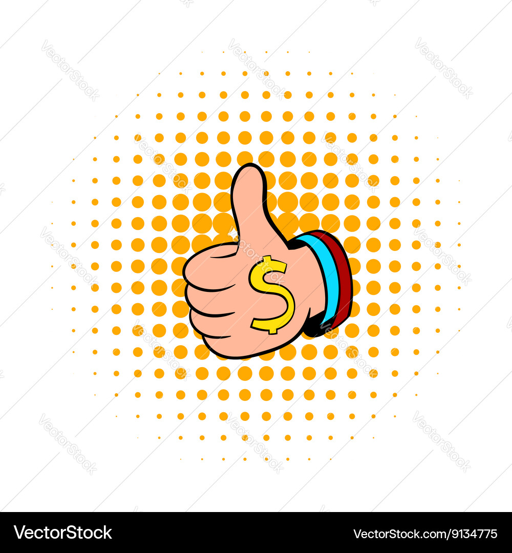 Thumbs up sign and dollar icon comics style Vector Image