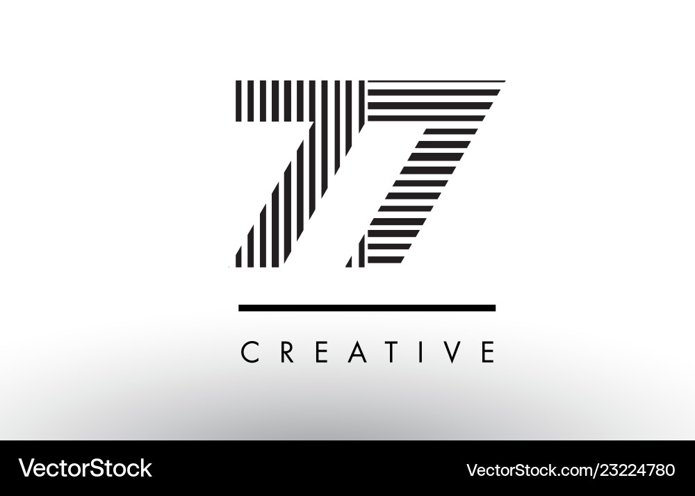 77 black and white lines number logo design Vector Image