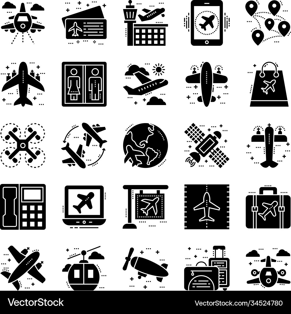 Air transport icons set Royalty Free Vector Image