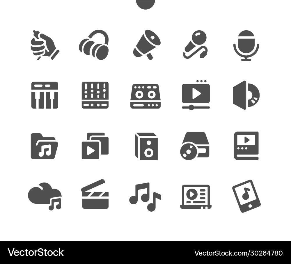 Audio video well-crafted pixel perfect Royalty Free Vector