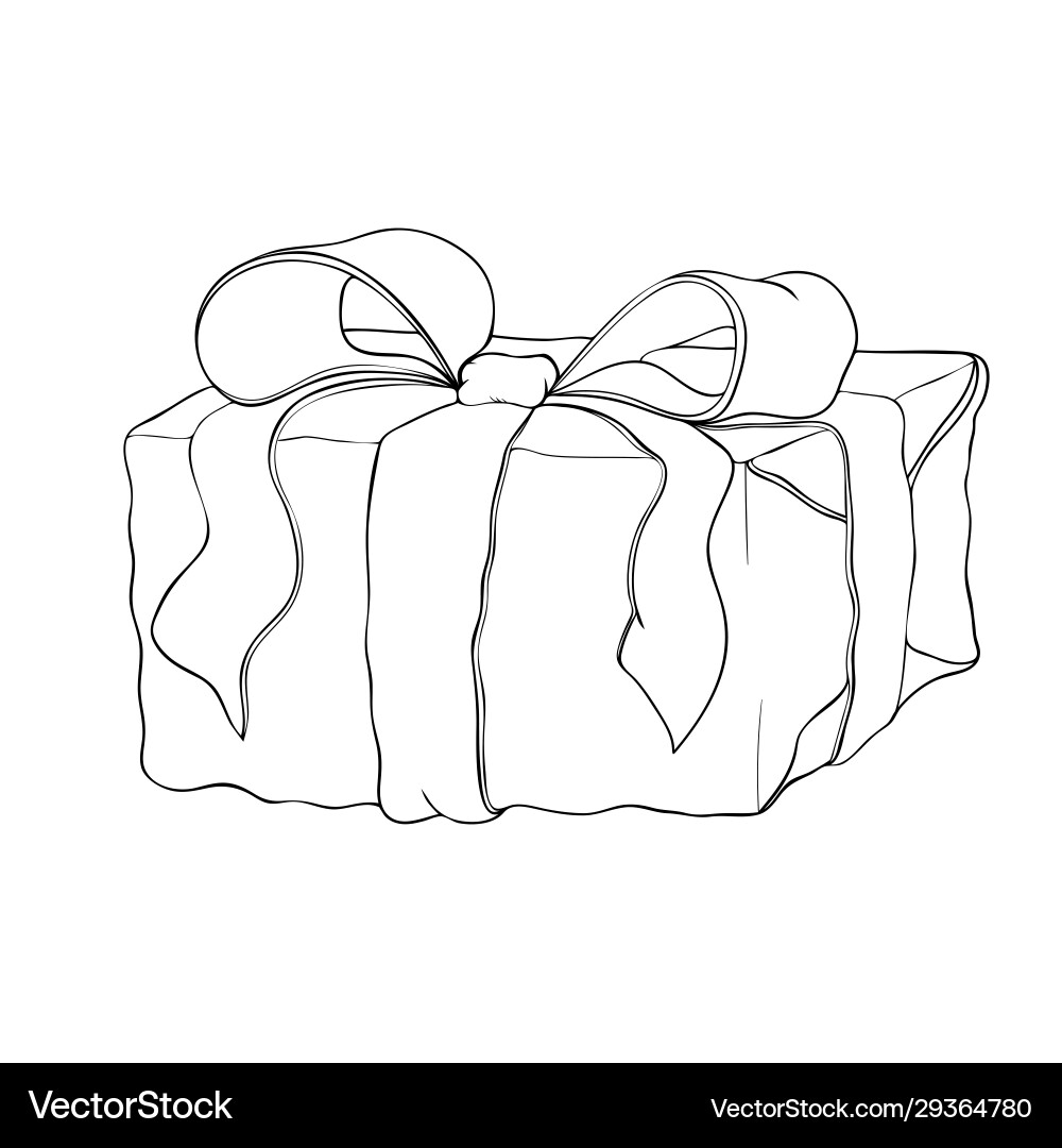 Beautiful hand drawn gift box isolated on white Vector Image