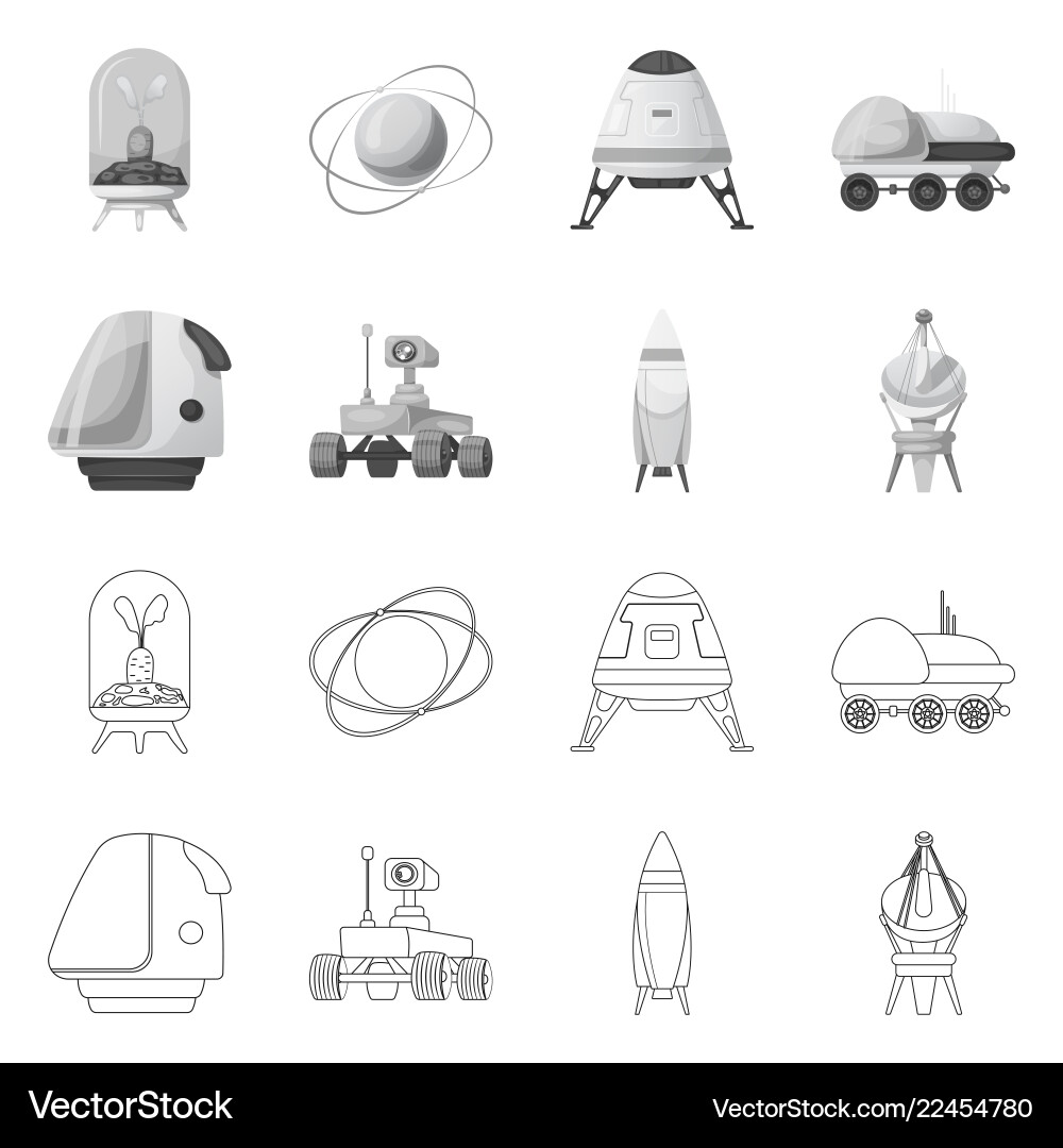 Design of mars and space icon set Royalty Free Vector Image