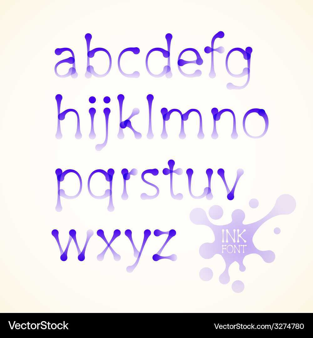 Ink lowercase alphabet Royalty Free Vector Image