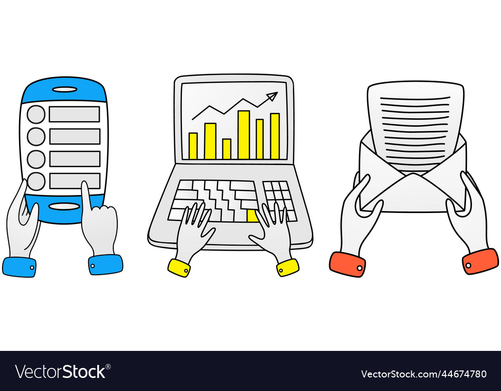 Interaction with different electronic devices Vector Image