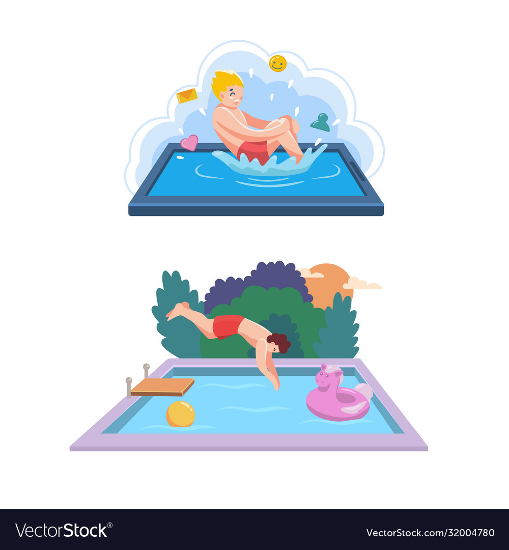 Man jumping into pool guy jumps bomb into water Vector Image