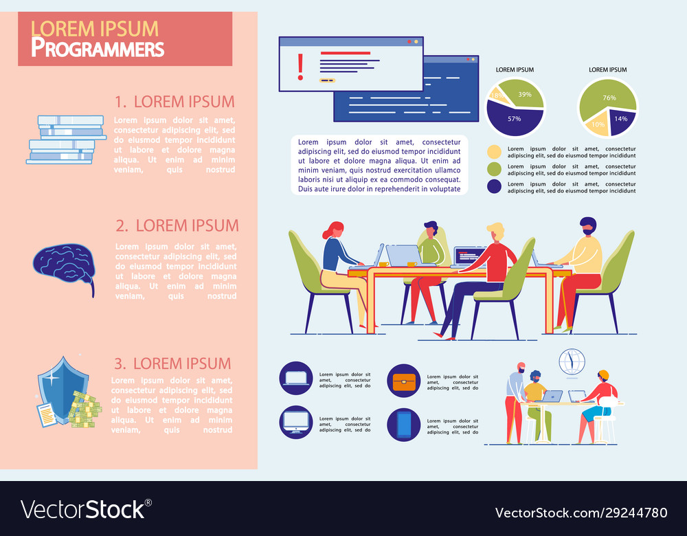 Programmers professional team infographic set Vector Image