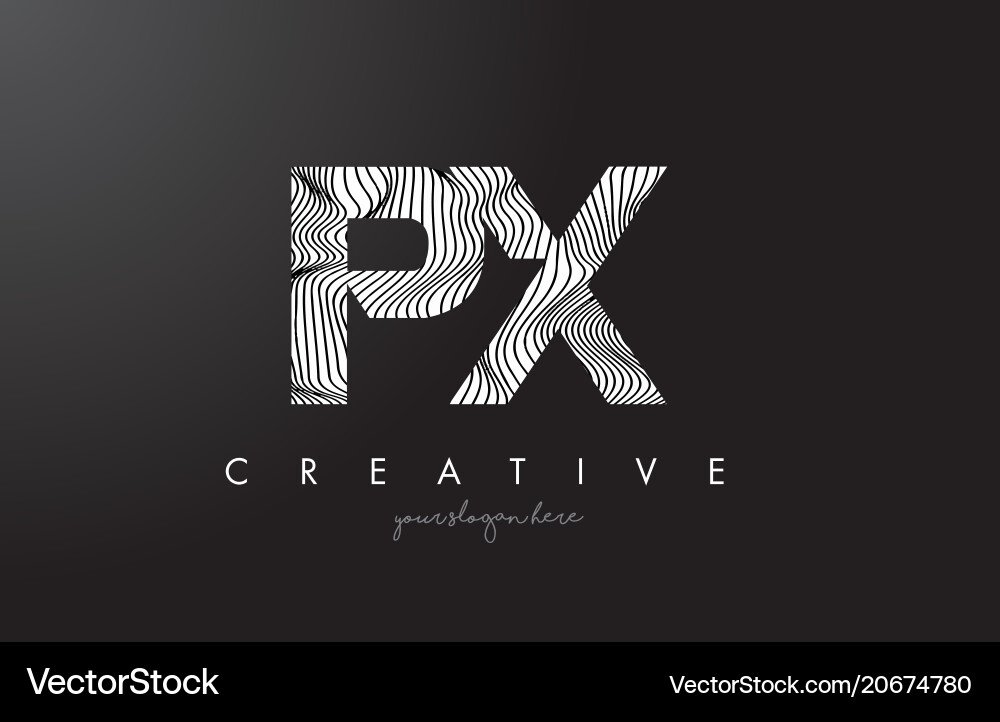 Px p x letter logo with zebra lines texture Vector Image