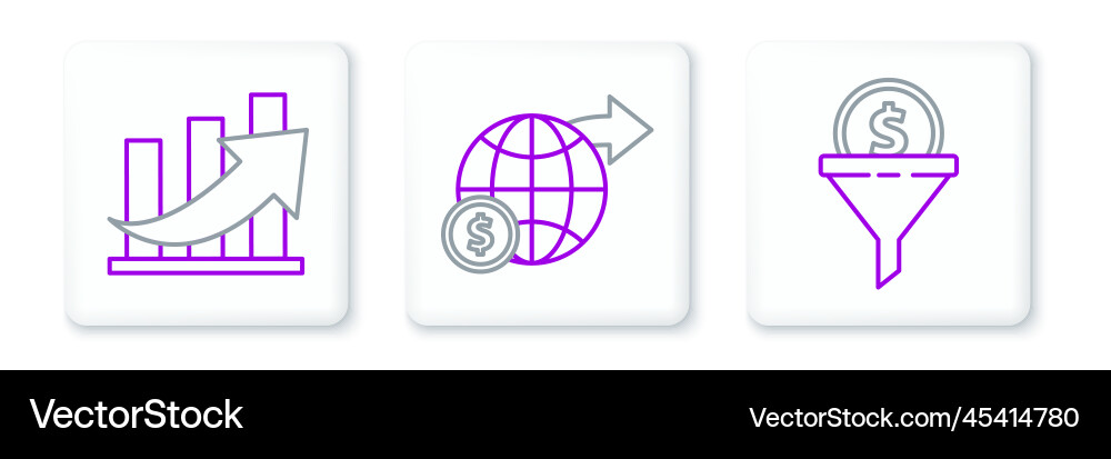 Set line lead management financial growth Vector Image