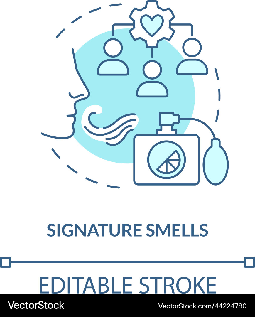 Signature smells turquoise concept icon Royalty Free Vector