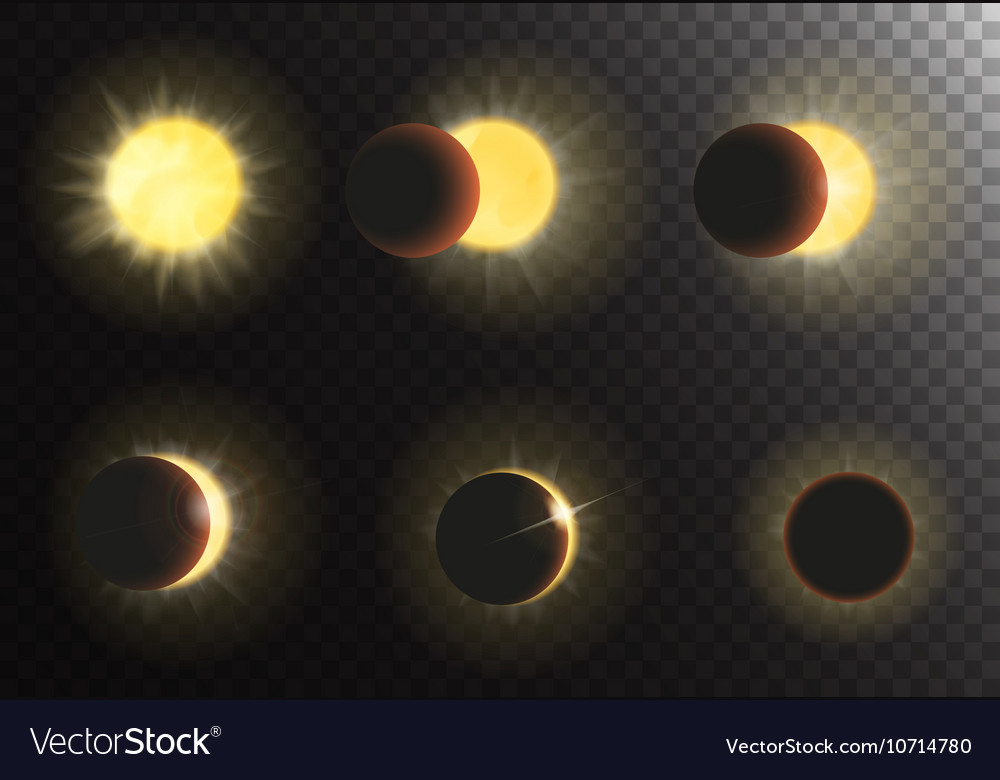 Sun eclipse Different phases Royalty Free Vector Image