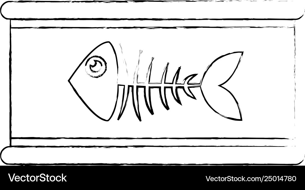 Tuna can with fisn skeleton Royalty Free Vector Image