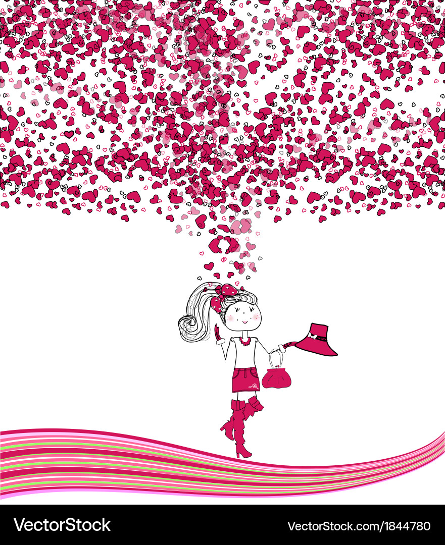 With girl in love Royalty Free Vector Image - VectorStock