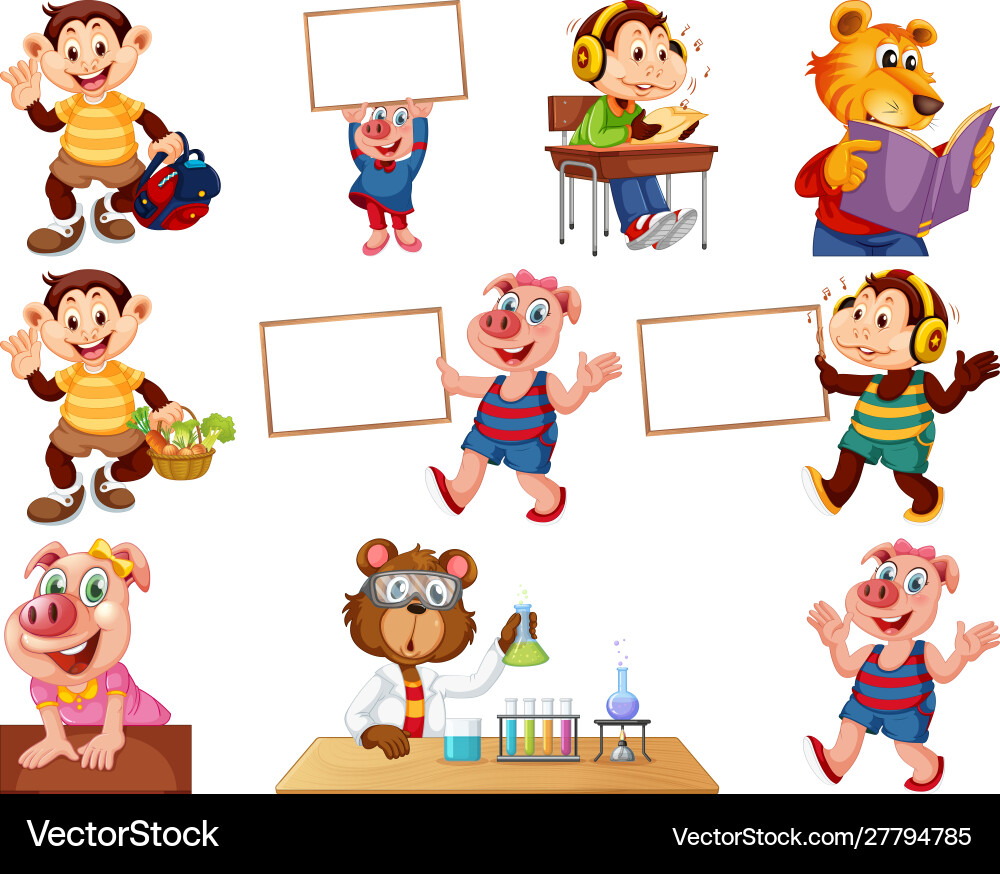 Animals acting in human-like actions and poses Vector Image