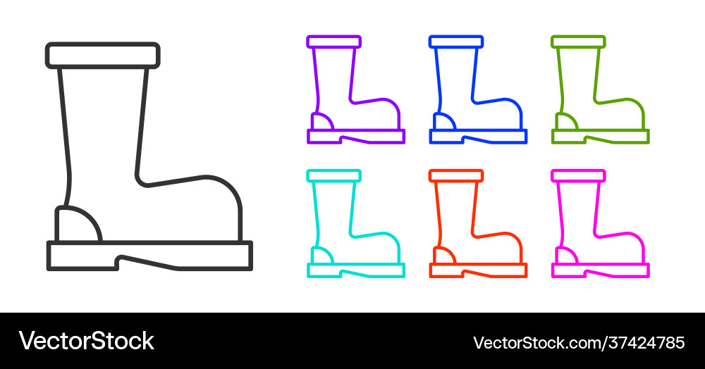 Black line fire boots icon isolated on white Vector Image