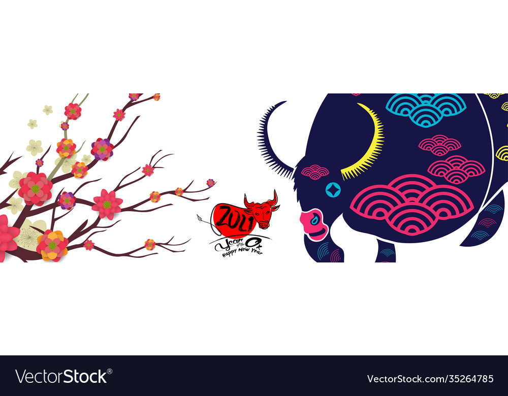 Chinese new year 2021 banner ox Royalty Free Vector Image