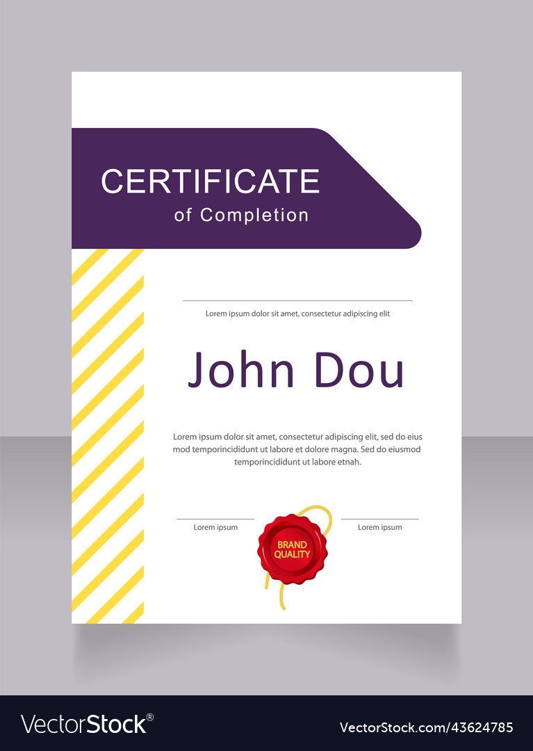 College completion certificate design template Vector Image College completion certificate design template Vector Image
