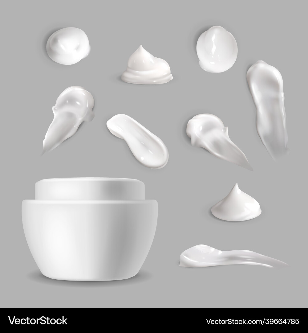 Cosmetic cream realistic brush strokes white Vector Image