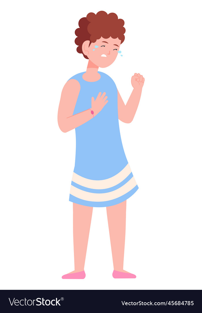 Crying girl sad child kid bursting in tears Vector Image