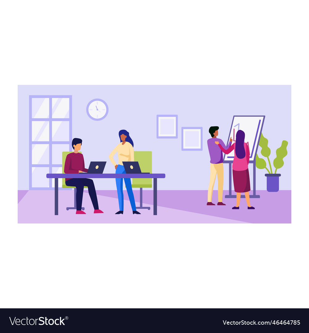 Different cartoon characters working together Vector Image