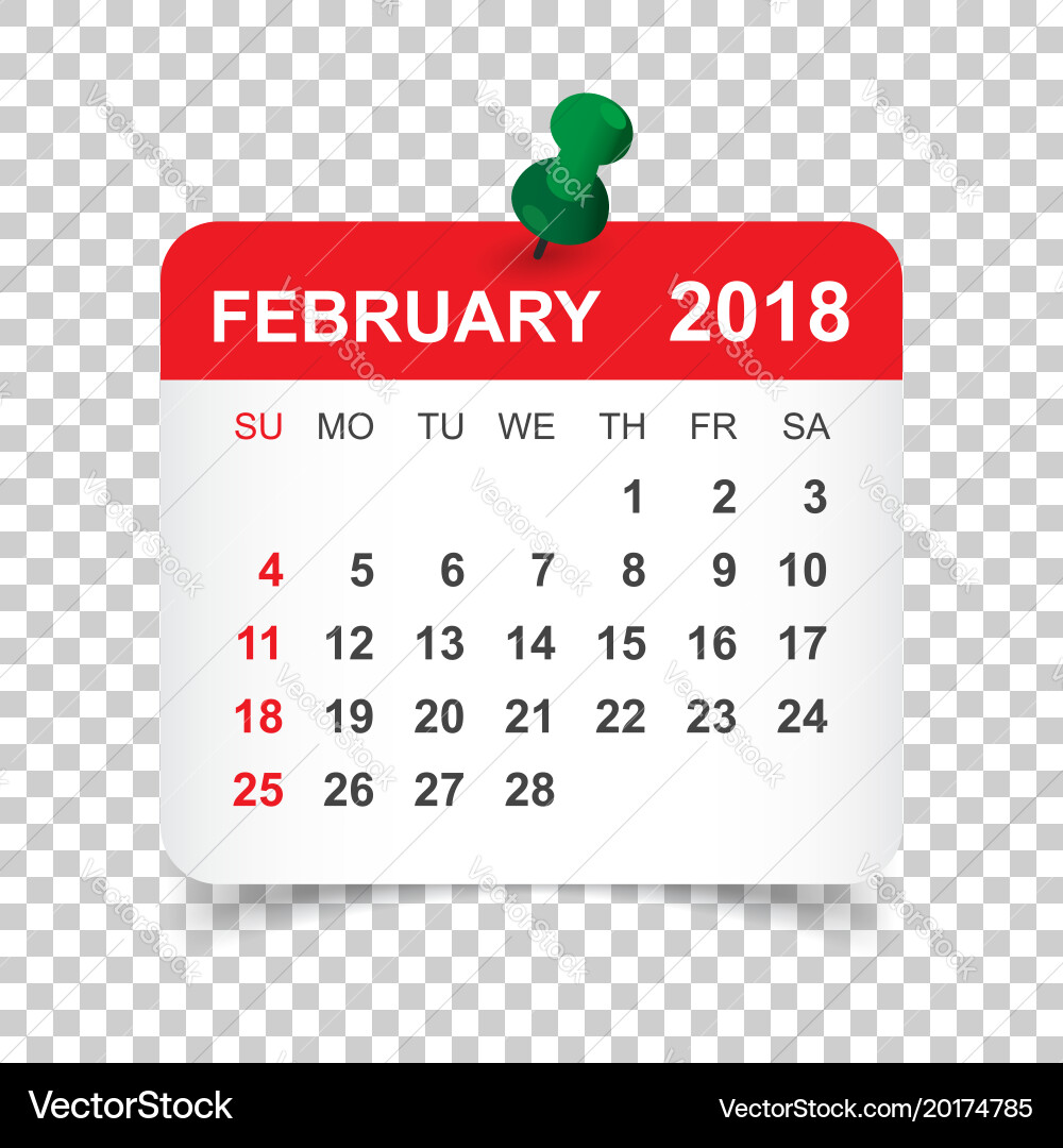 February 2018 calendar calendar sticker design Vector Image