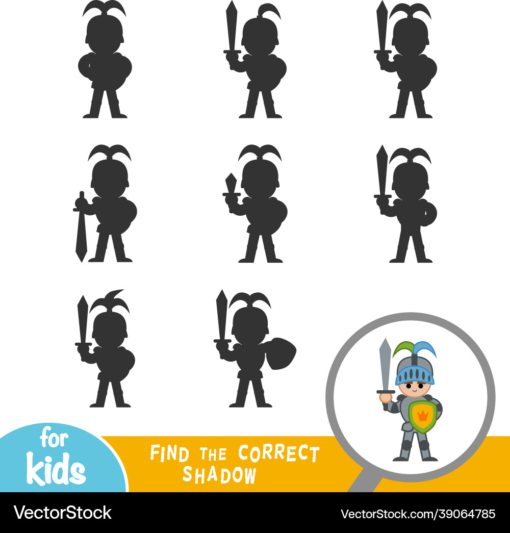 Find the correct shadow game for children knight Vector Image