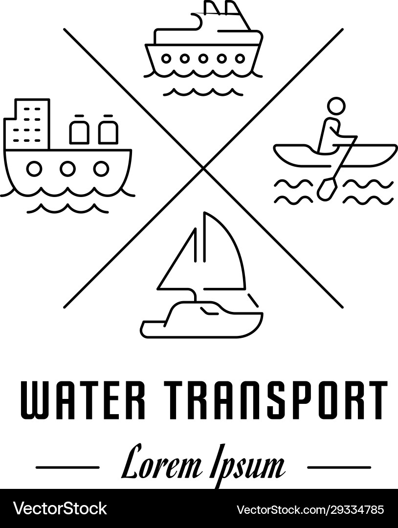 Line banner water transport Royalty Free Vector Image