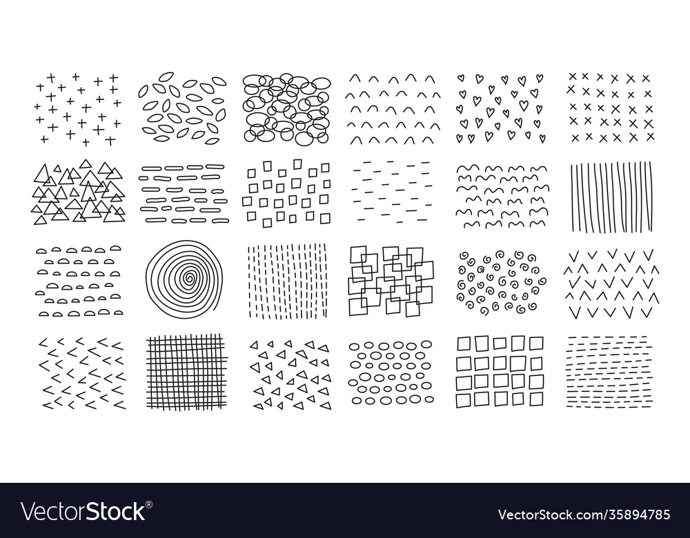 Set scribble abstract doodle textures Royalty Free Vector