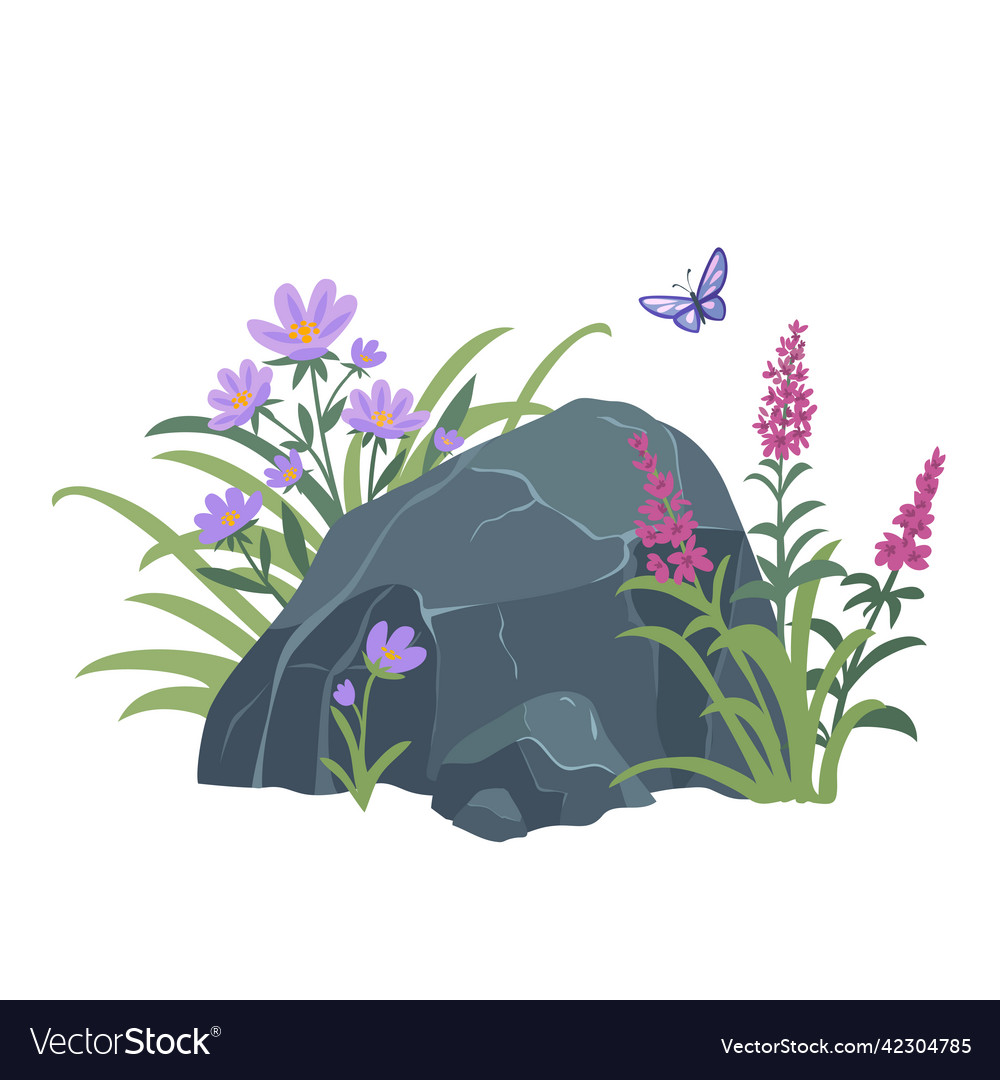 Stone and flowers Royalty Free Vector Image - VectorStock