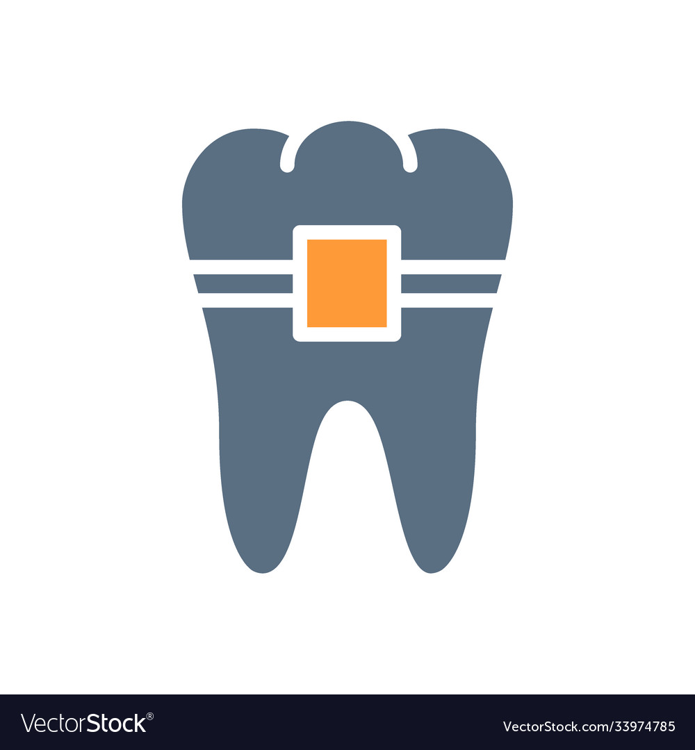 Tooth With Braces Colored Icon Orthodontic Vector Image