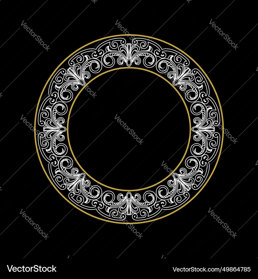 Vintage golden circle round royal border frame Vector Image