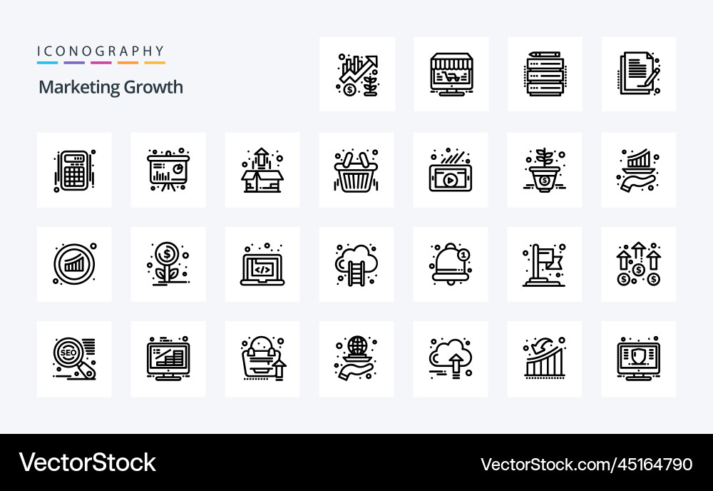 25 marketing growth line icon pack Royalty Free Vector Image