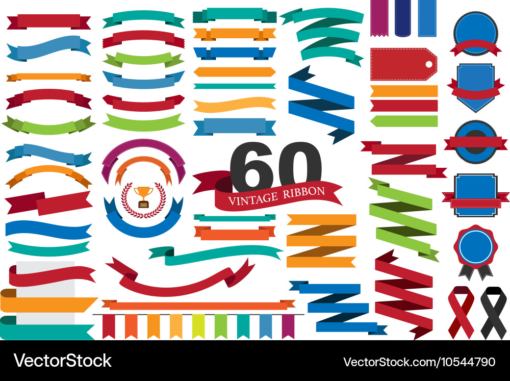 60 retro ribbons and labels eps10 Royalty Free Vector Image