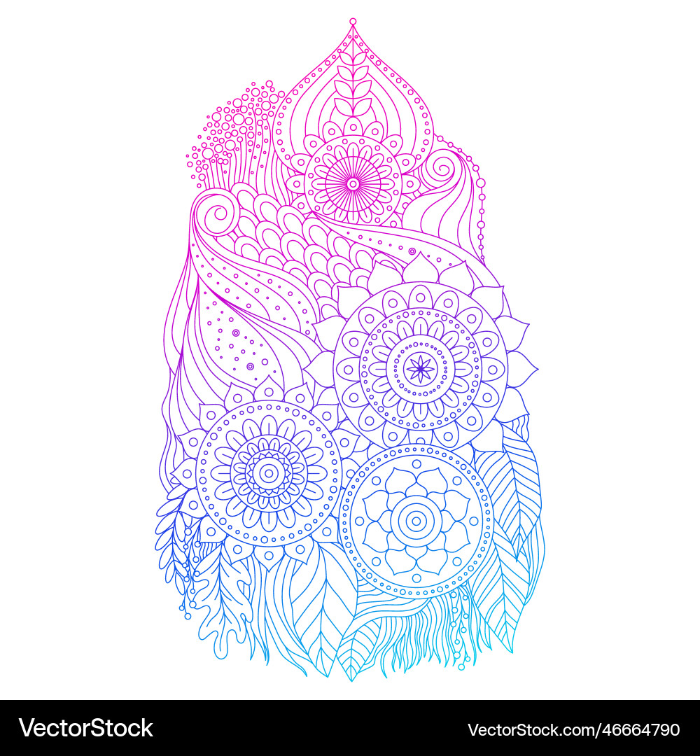 Blue and pink floral element Royalty Free Vector Image